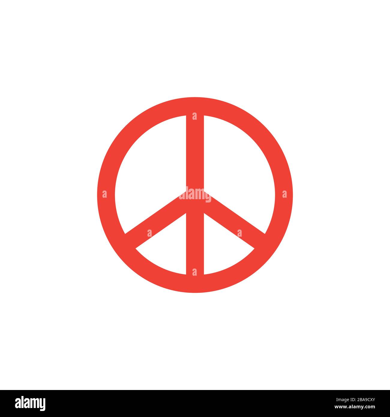 Peace Sign Red Icon On White Background. Red Flat Style Vector ...