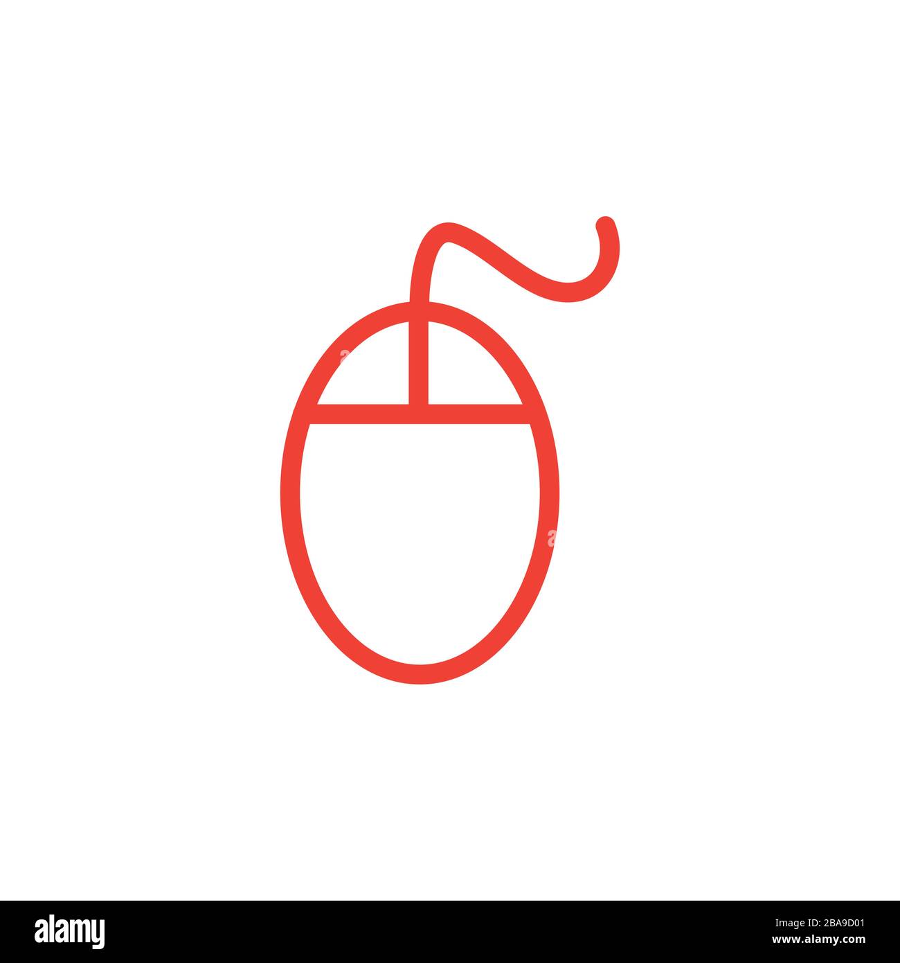 Mouse Line Red Icon On White Background. Red Flat Style Vector ...