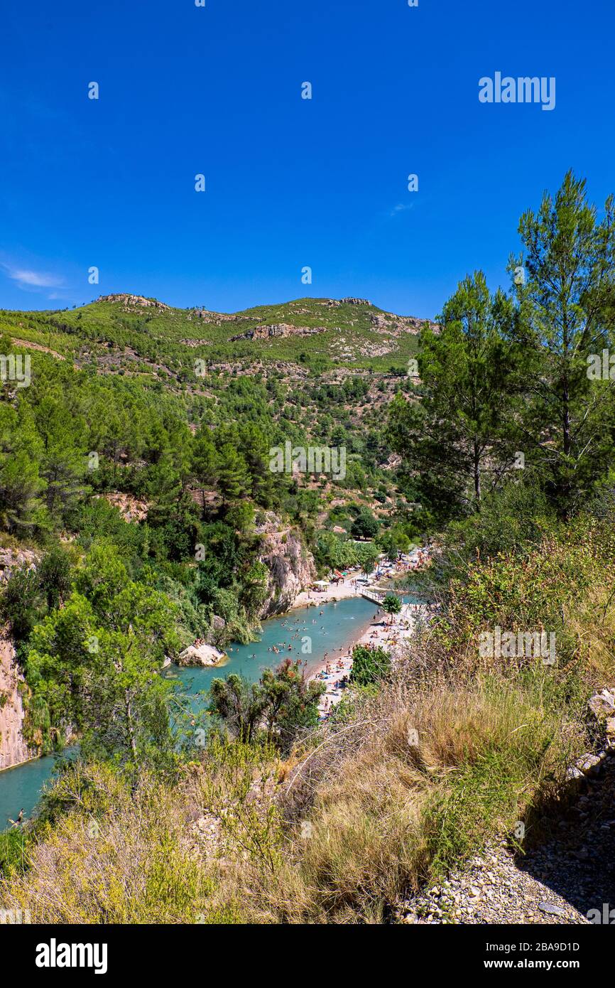 Montanejos river with thermal water in Castellon, Spain Stock Photo - Alamy