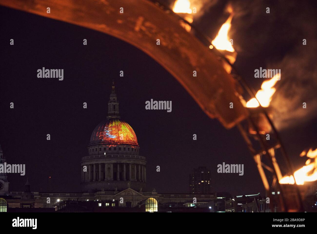 Cathedral by night during Fire Festival Stock Photo - Alamy
