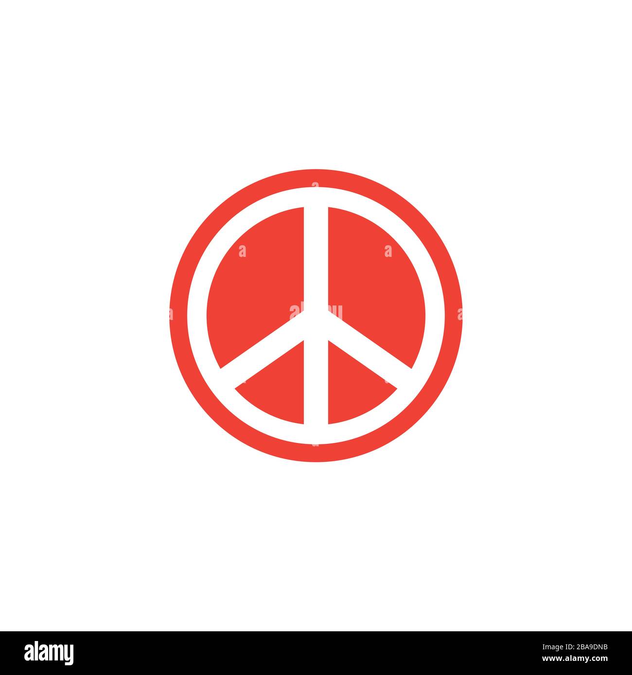 Peace Sign Red Icon On White Background. Red Flat Style Vector ...