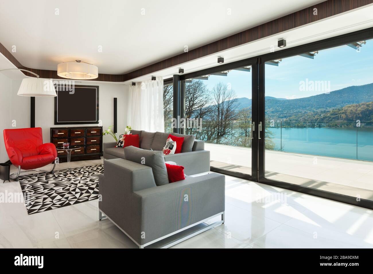 architecture, modern house, beautiful living room, interior Stock Photo ...