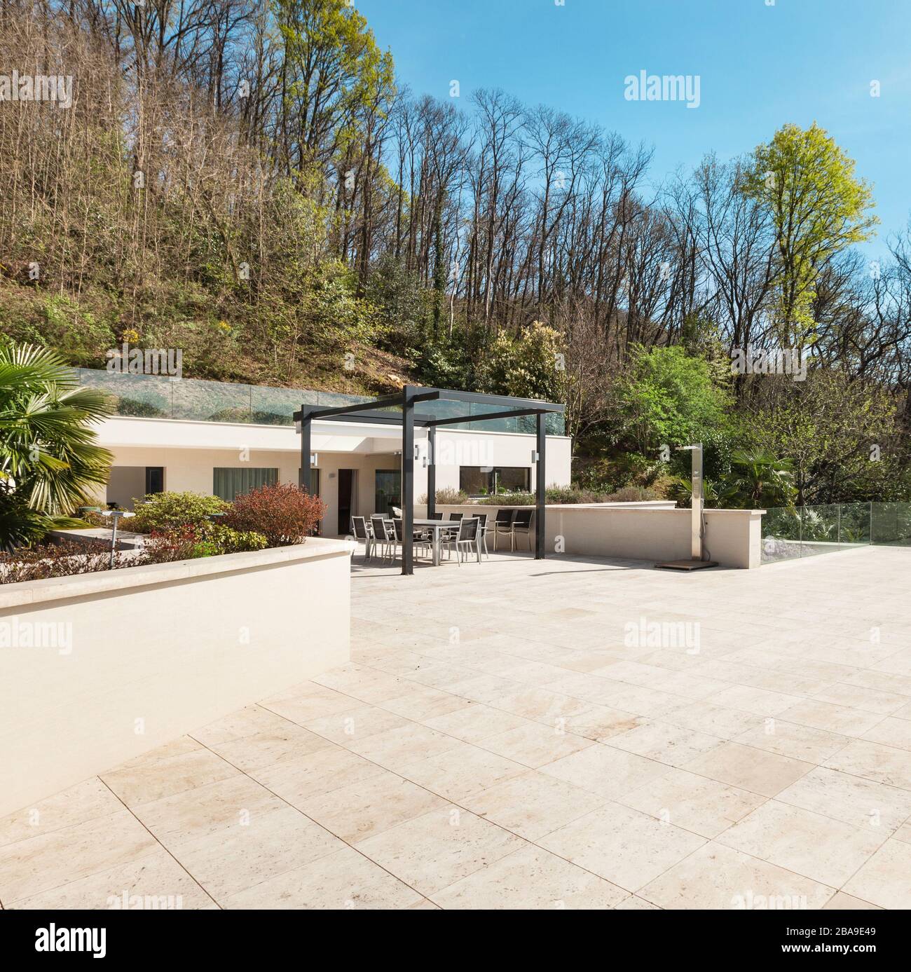 architecture, modern house, large terrace Stock Photo - Alamy