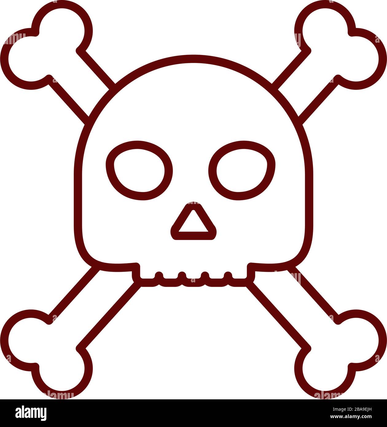 skull and crossbones icon over white background, line style, vector ...