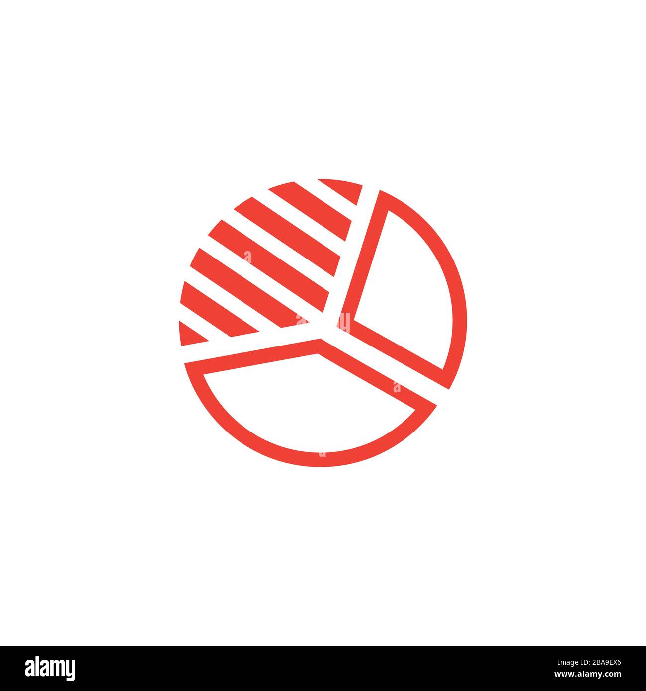 Pie Chart Line Red Icon On White Background. Red Flat Style Vector ...
