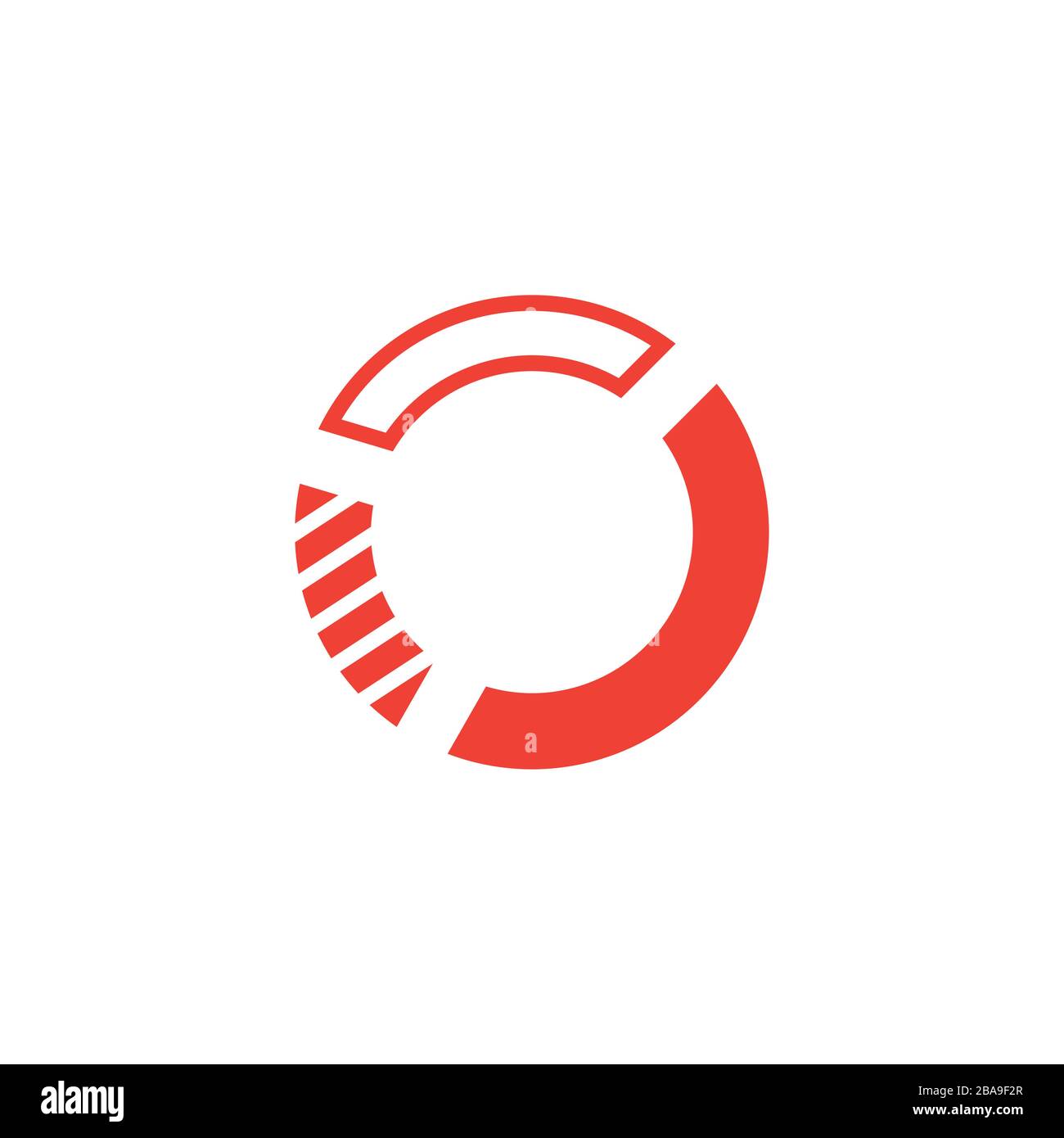 Pie Chart Red Icon On White Background. Red Flat Style Vector ...