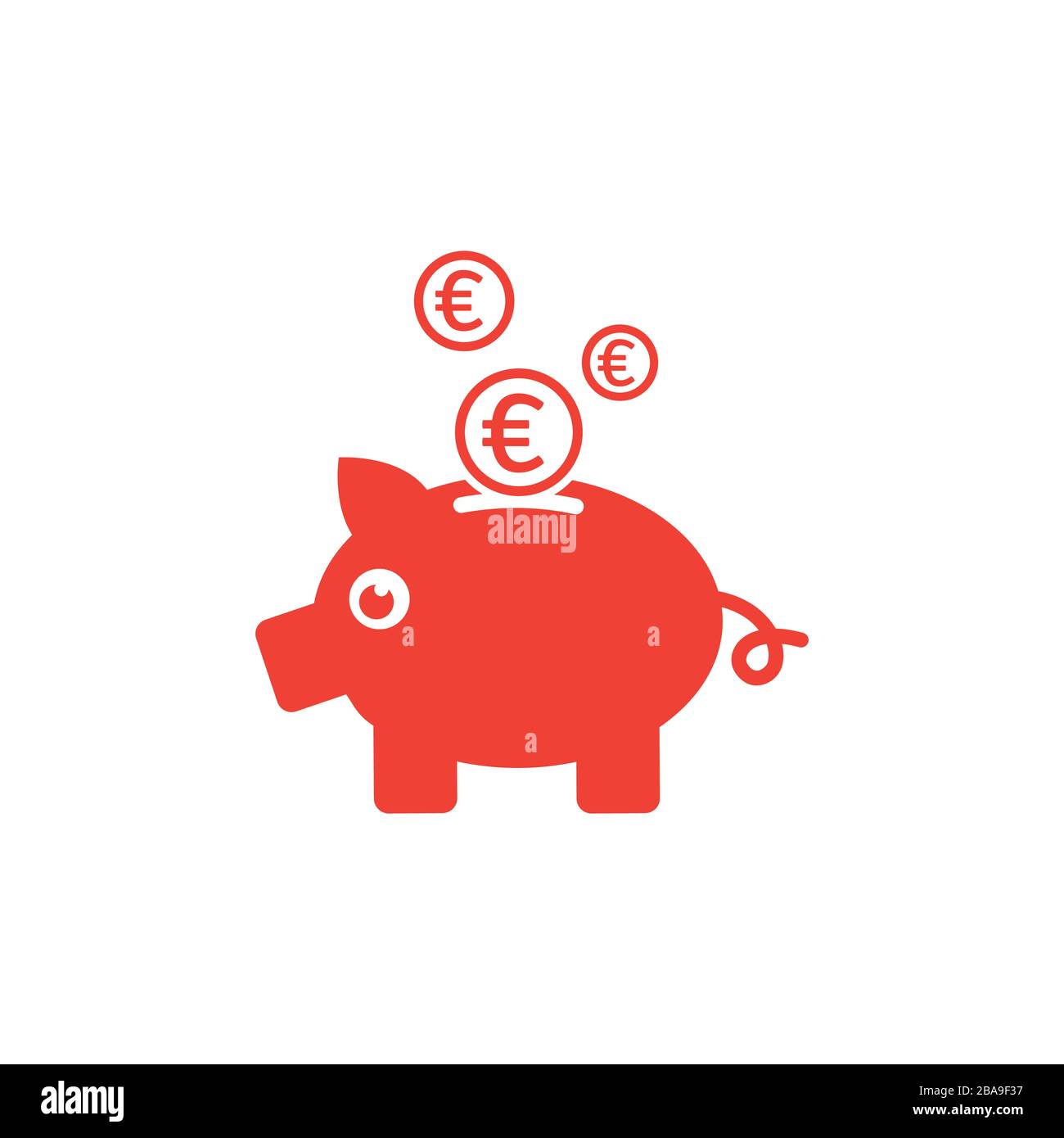 Piggy Bank Red Icon On White Background. Red Flat Style Vector ...