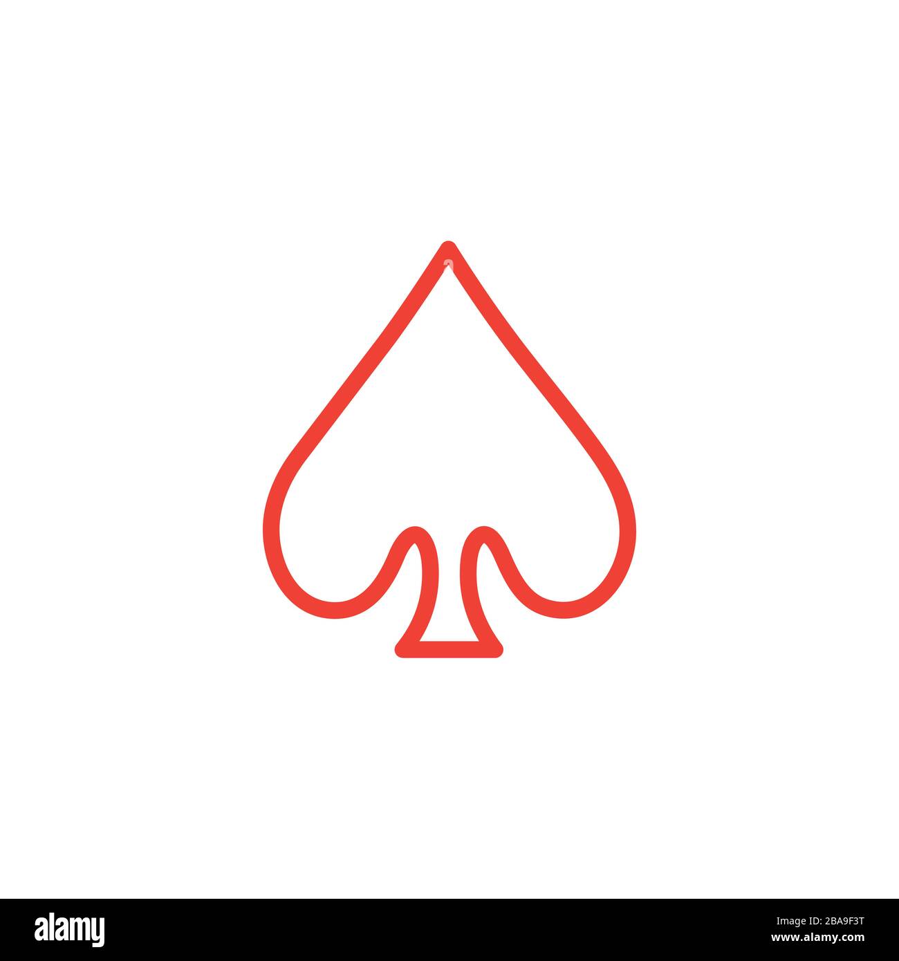 Playing Card Spade Line Red Icon On White Background. Red Flat Style ...
