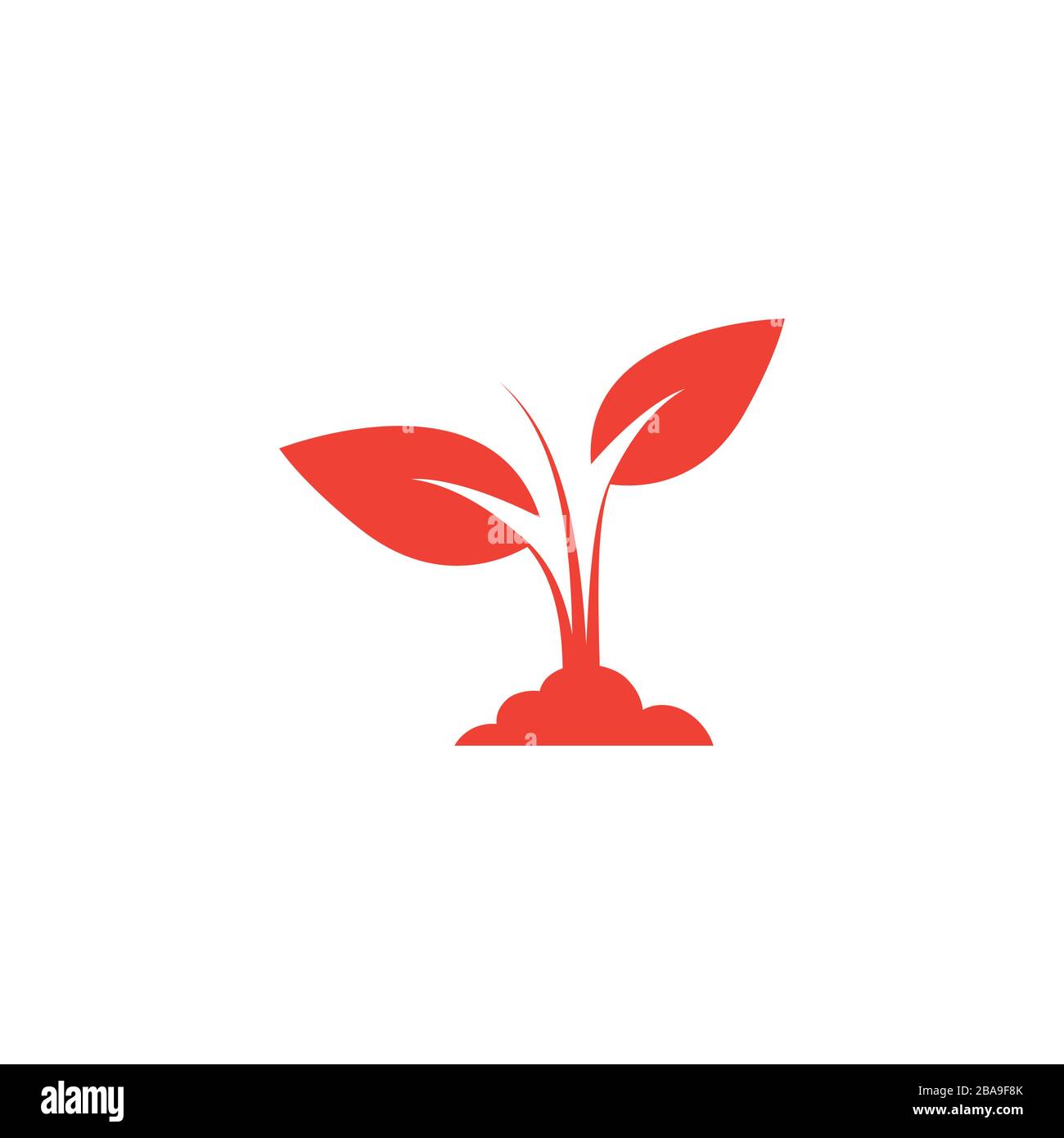 Plant Red Icon On White Background. Red Flat Style Vector Illustration ...