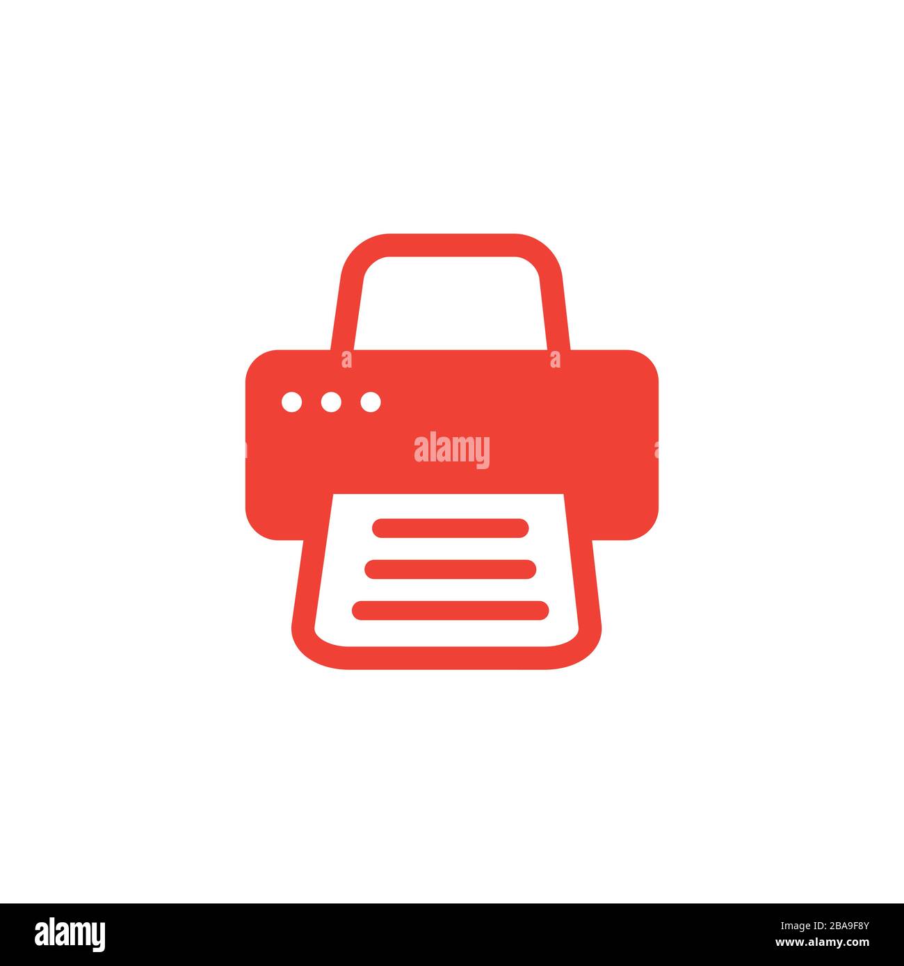 Printer Red Icon On White Background. Red Flat Style Vector ...