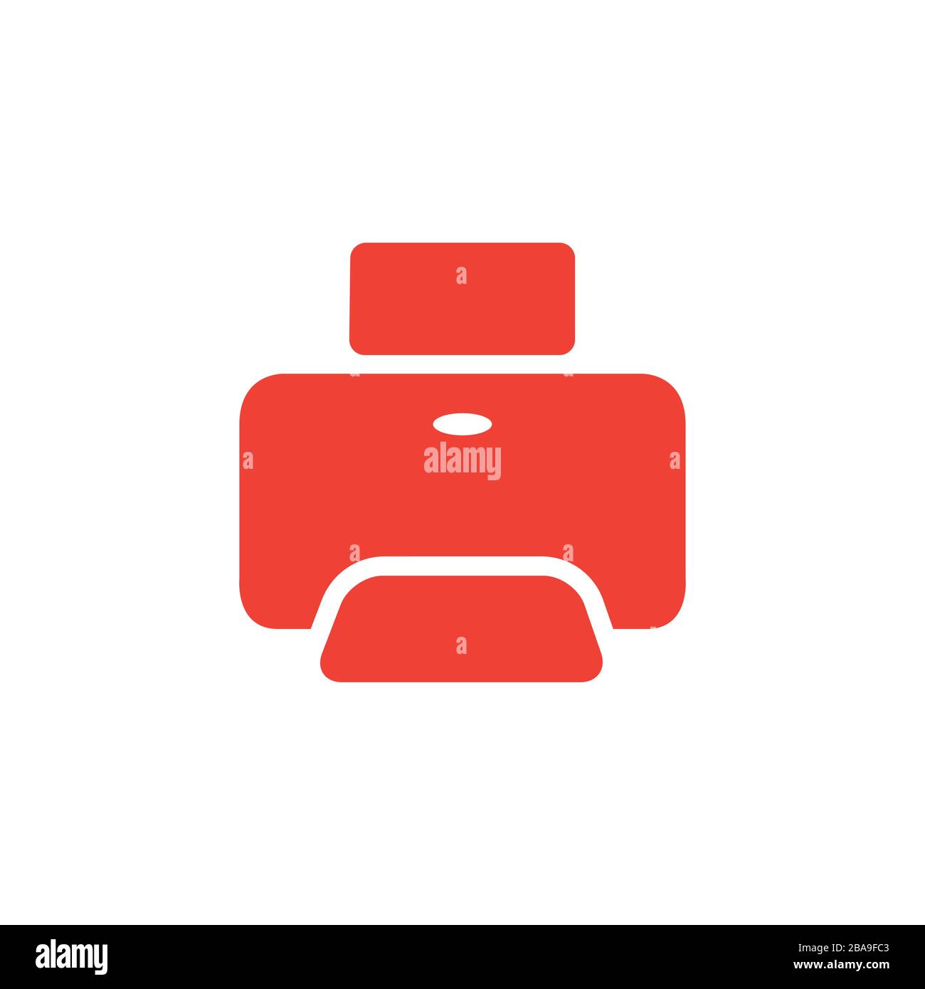 Printer Red Icon On White Background. Red Flat Style Vector ...