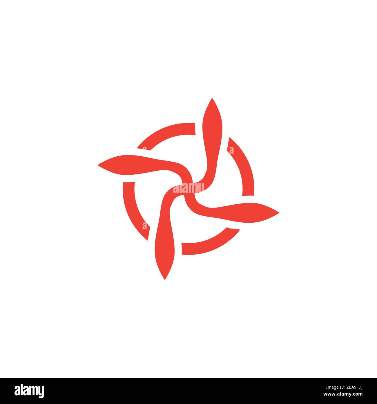Propeller Red Icon On White Background. Red Flat Style Vector ...