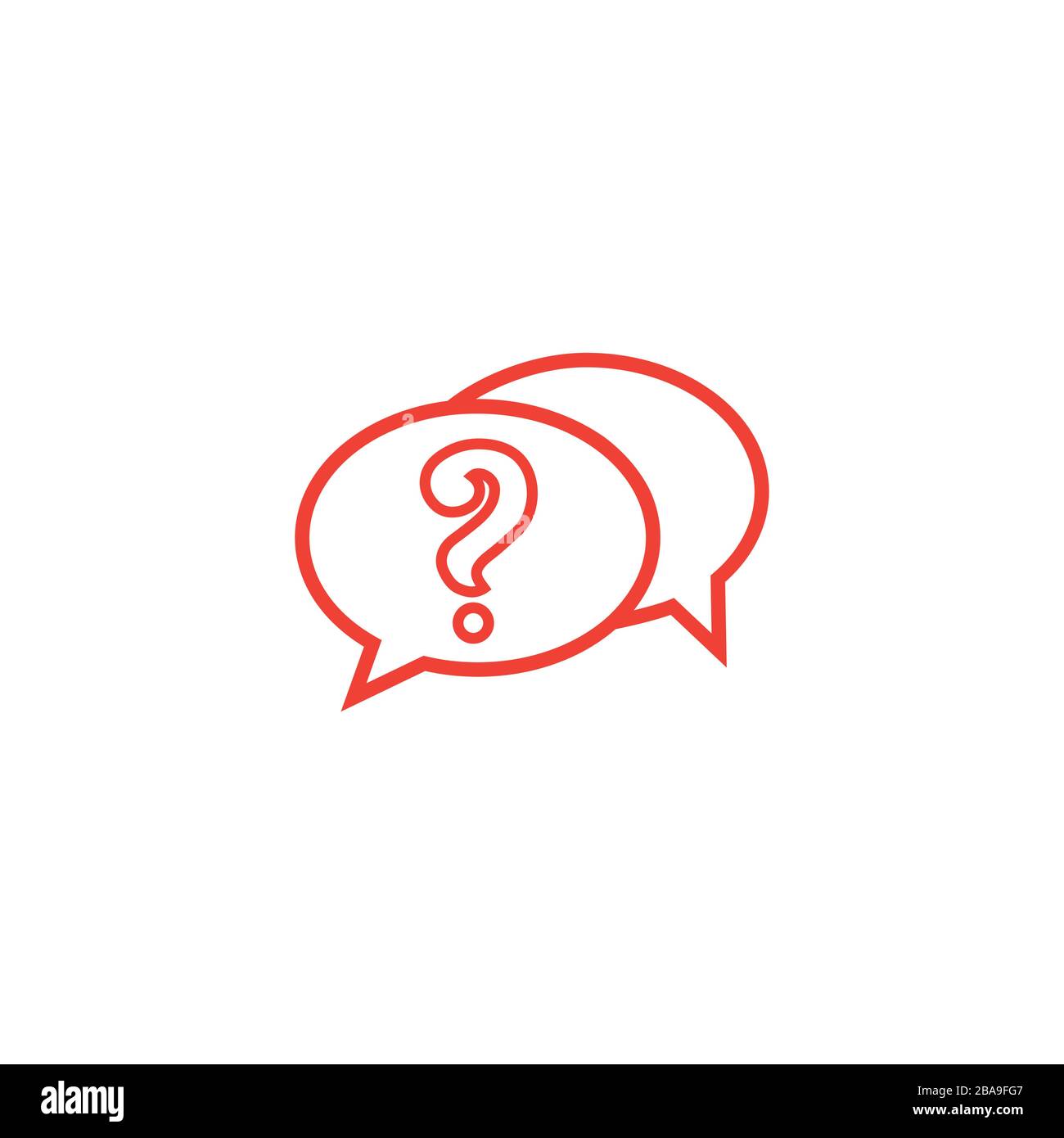 Question Line Red Icon On White Background. Red Flat Style Vector ...