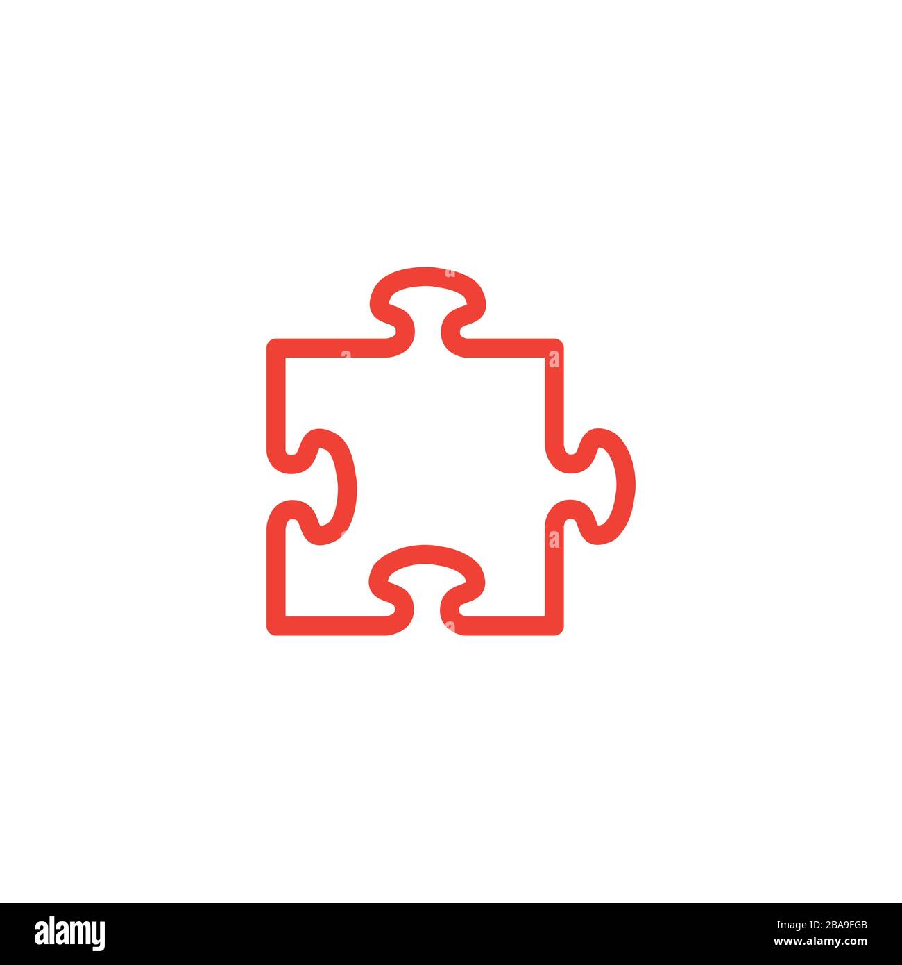 Puzzle Line Red Icon On White Background. Red Flat Style Vector ...