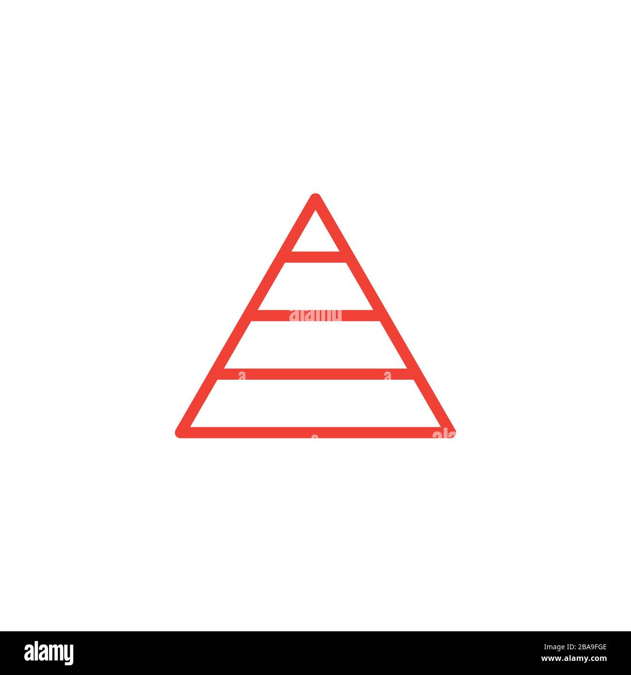Pyramid Line Red Icon On White Background. Red Flat Style Vector ...