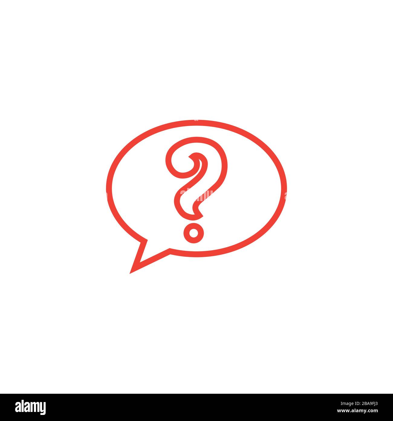 Question Line Red Icon On White Background. Red Flat Style Vector ...
