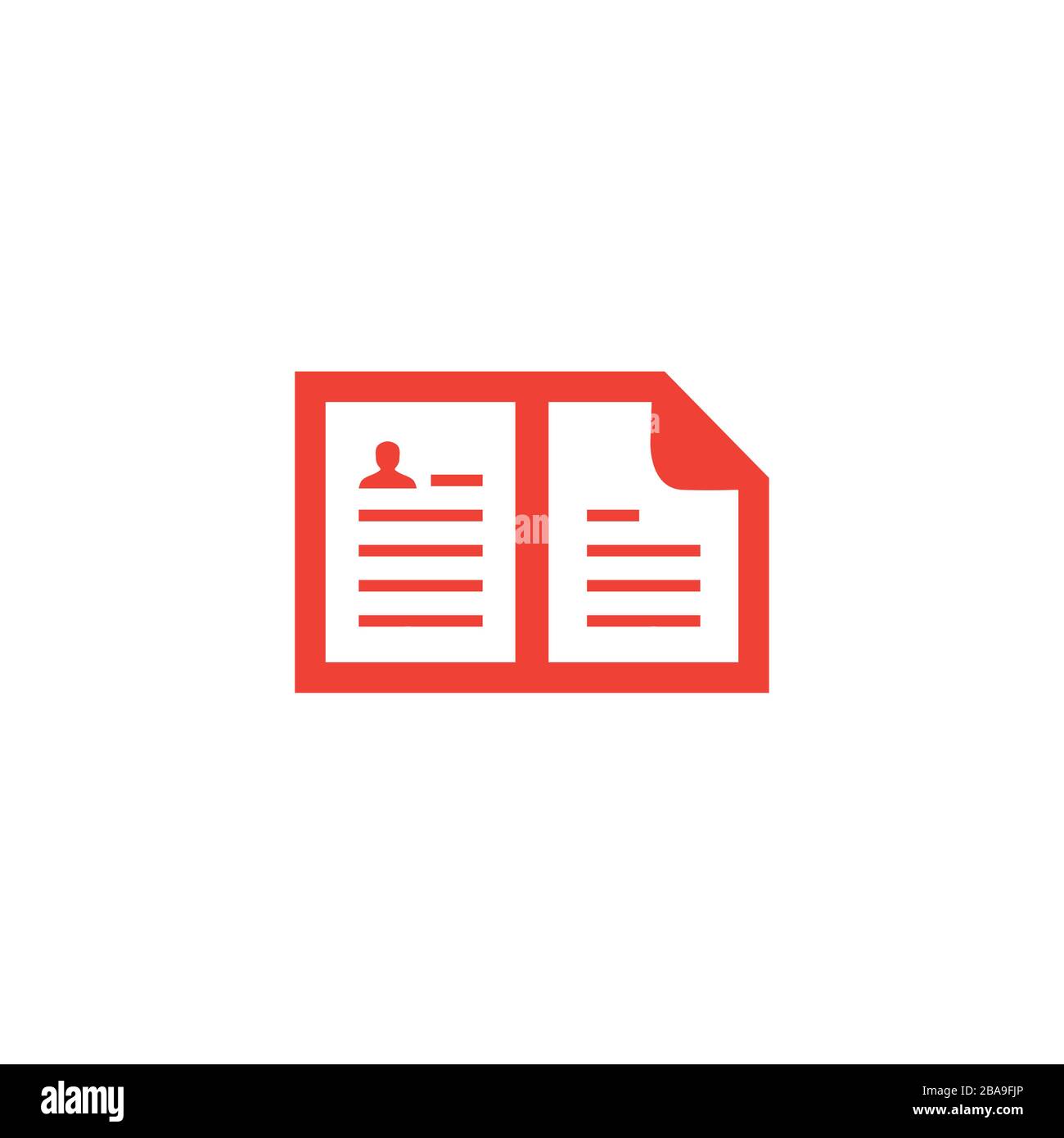 Resume Red Icon On White Background. Red Flat Style Vector Illustration ...