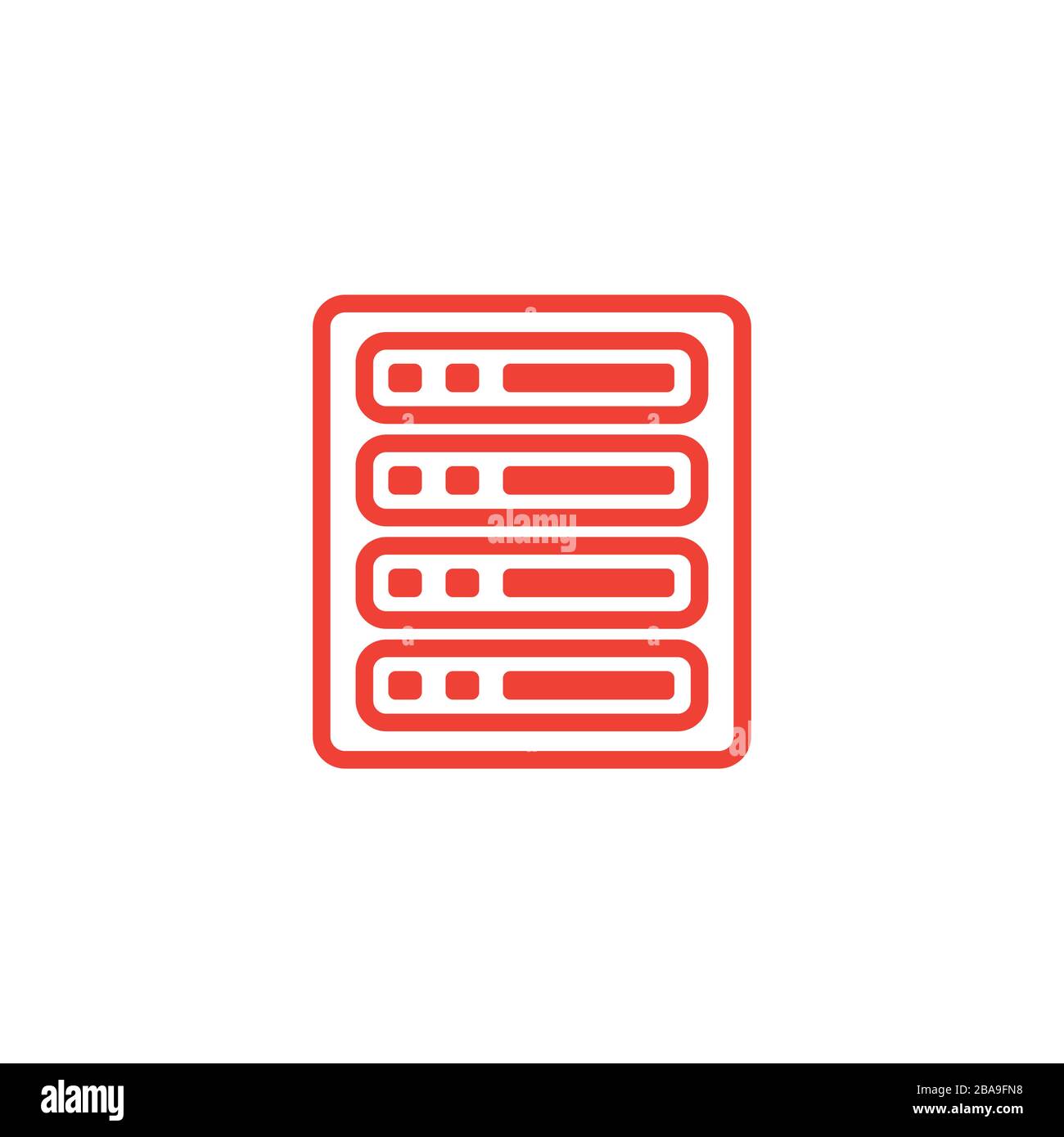 Server Line Red Icon On White Background. Red Flat Style Vector ...