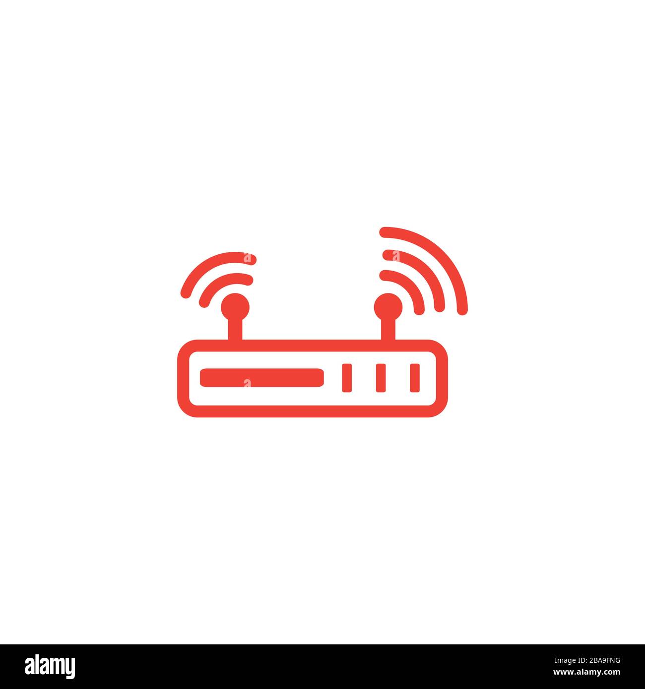 Router Line Red Icon On White Background. Red Flat Style Vector ...