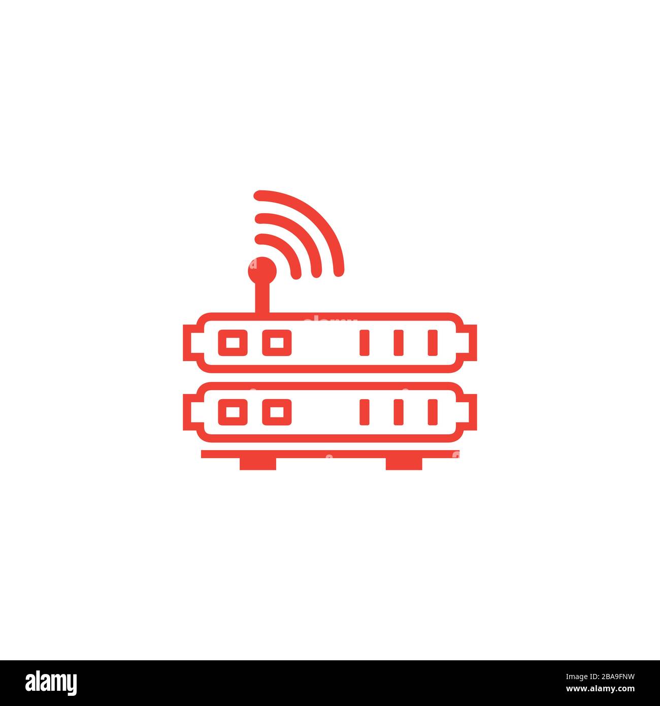 Router Line Red Icon On White Background. Red Flat Style Vector ...