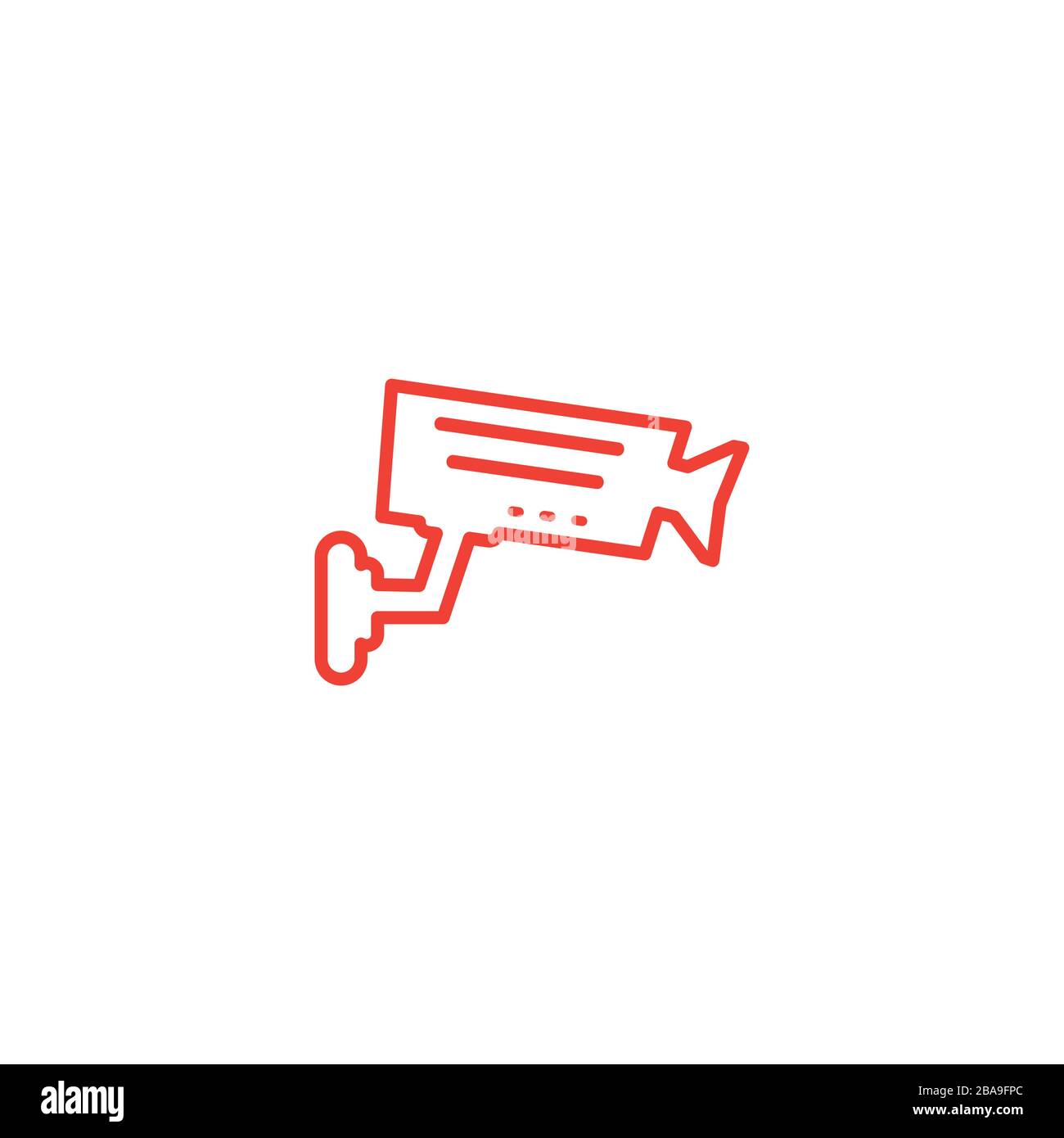 Security Camera Line Red Icon On White Background. Red Flat Style ...