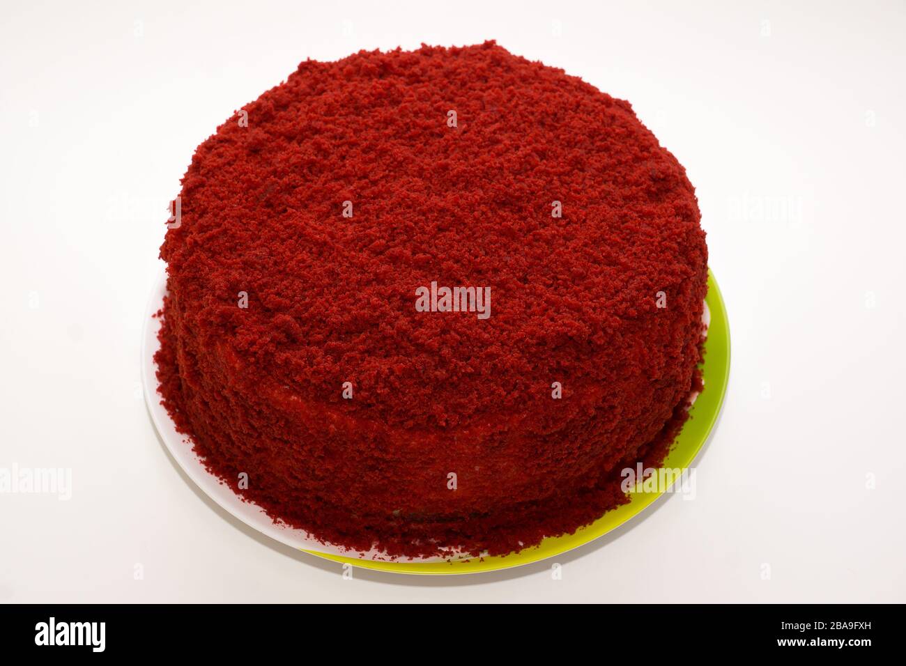 bright red cake called red velvet isolated on a white background Stock ...