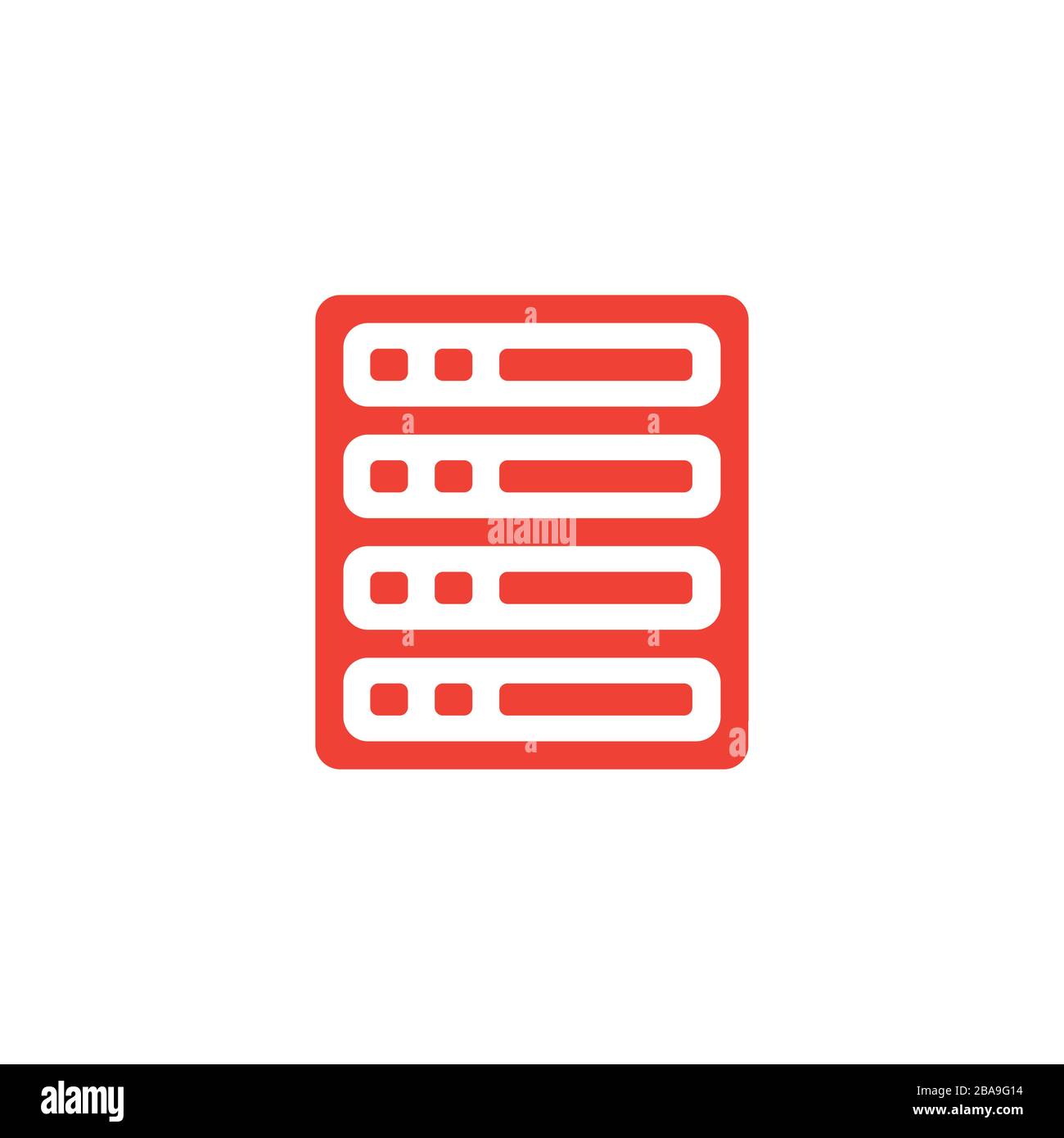 Server Red Icon On White Background. Red Flat Style Vector Illustration ...