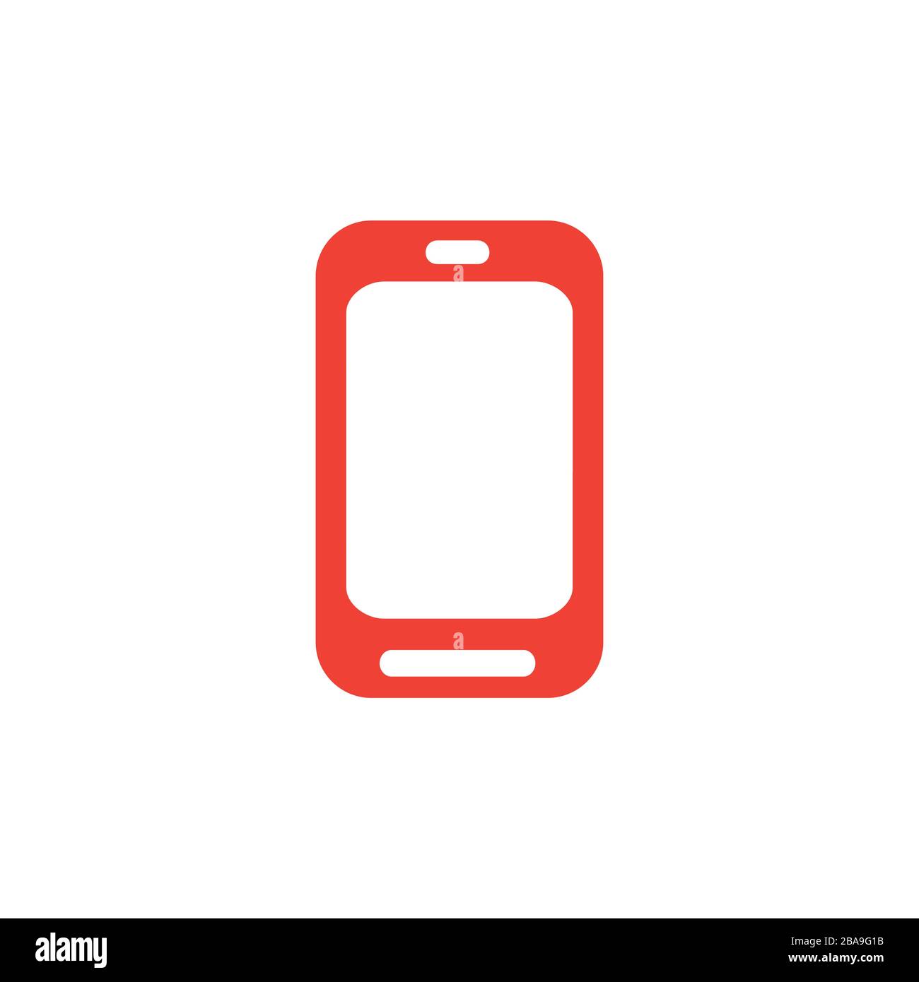 Smartphone Red Icon On White Background. Red Flat Style Vector ...