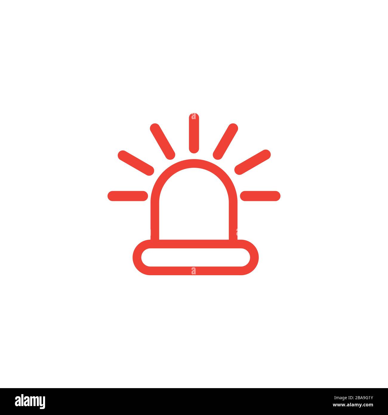 Siren Light Line Red Icon On White Background. Red Flat Style Vector ...