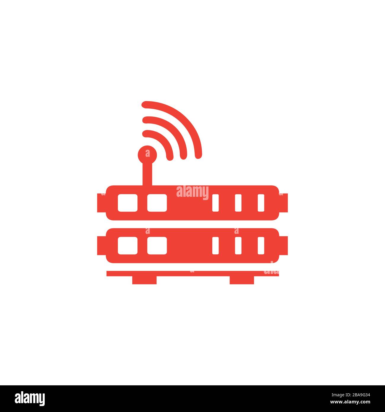 Router Red Icon On White Background. Red Flat Style Vector Illustration ...