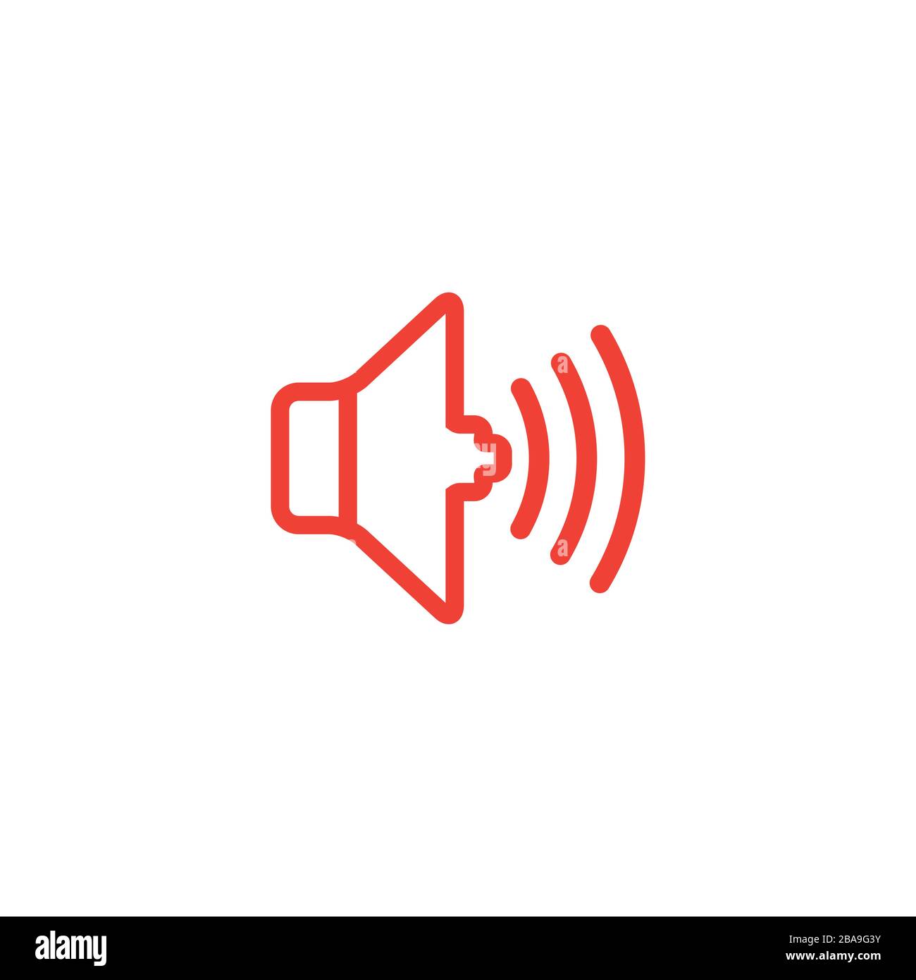 Sound Line Red Icon On White Background. Red Flat Style Vector ...