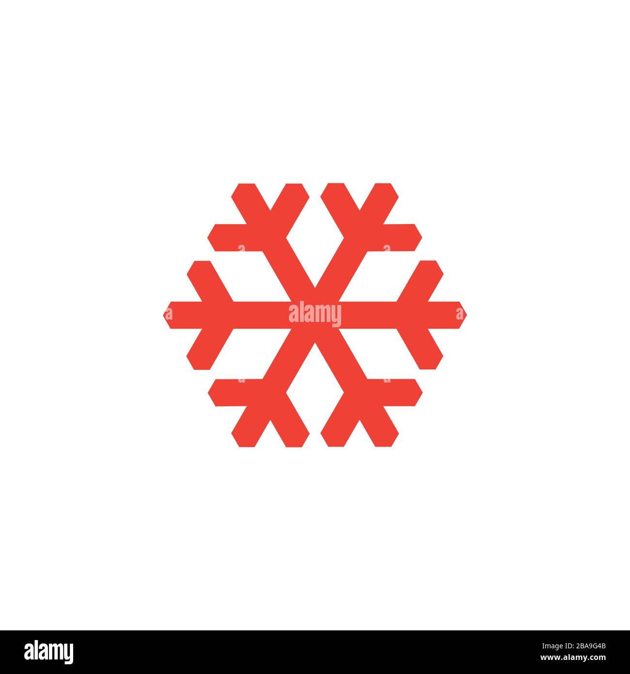Snowflake Red Icon On White Background. Red Flat Style Vector ...