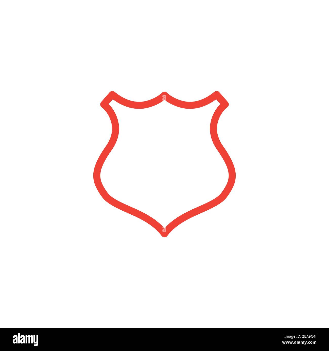 Shield Line Red Icon On White Background. Red Flat Style Vector ...