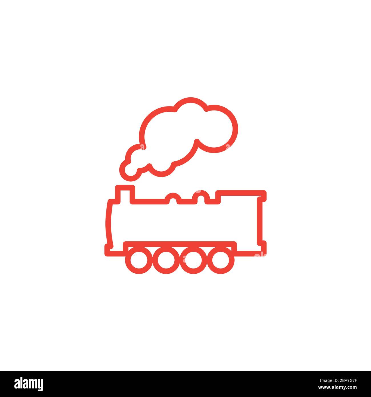 Steam Locomotive Train Line Red Icon On White Background. Red Flat ...