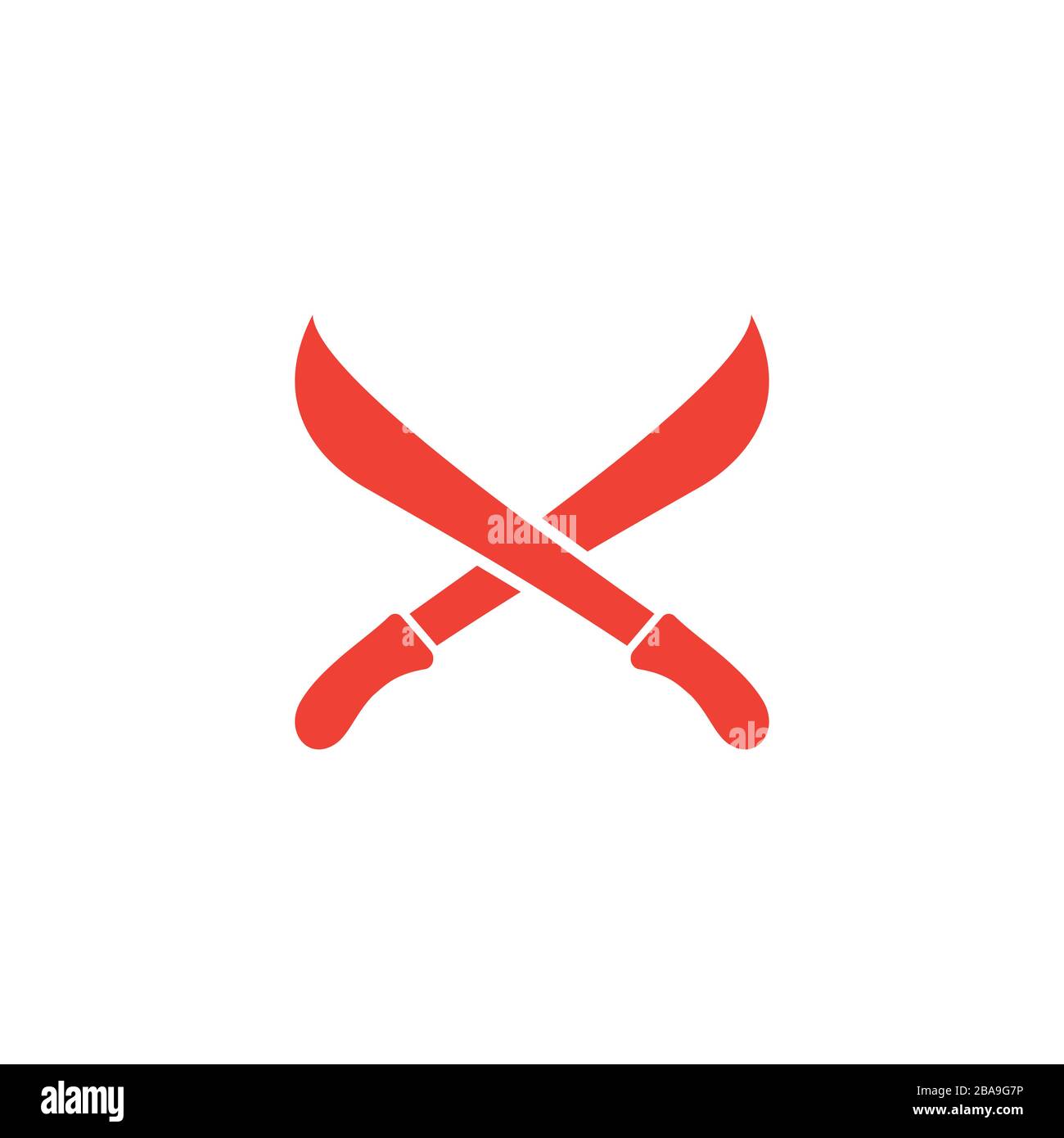 Sword Cross Red Icon On White Background. Red Flat Style Vector ...