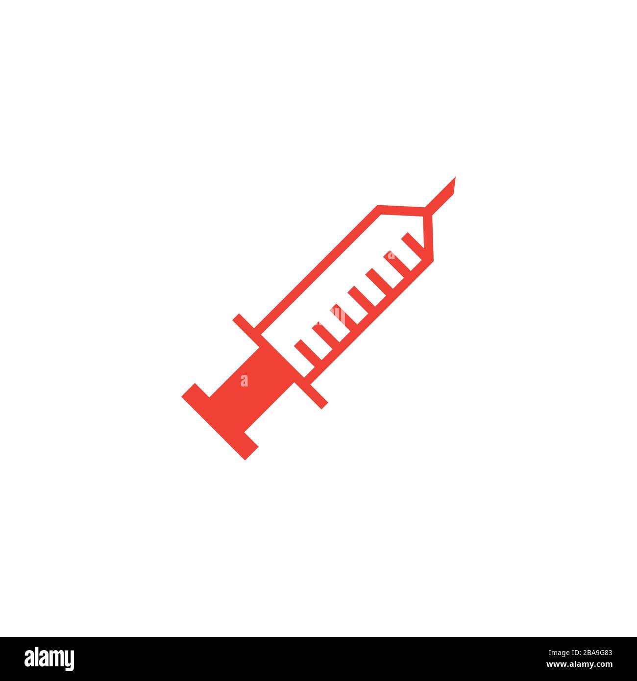Syringe Red Icon On White Background. Red Flat Style Vector ...