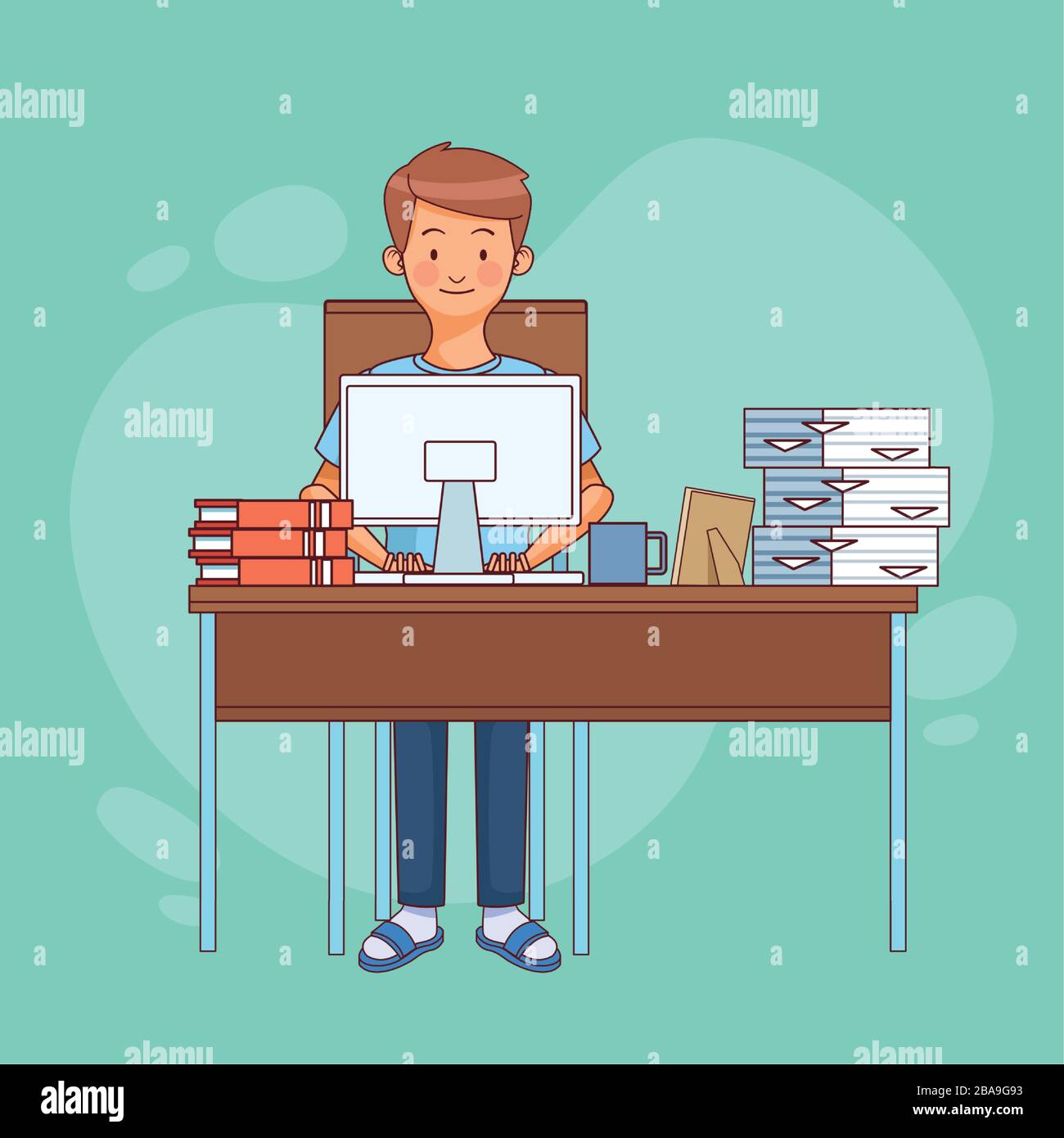 work at home man character Stock Vector Image & Art - Alamy