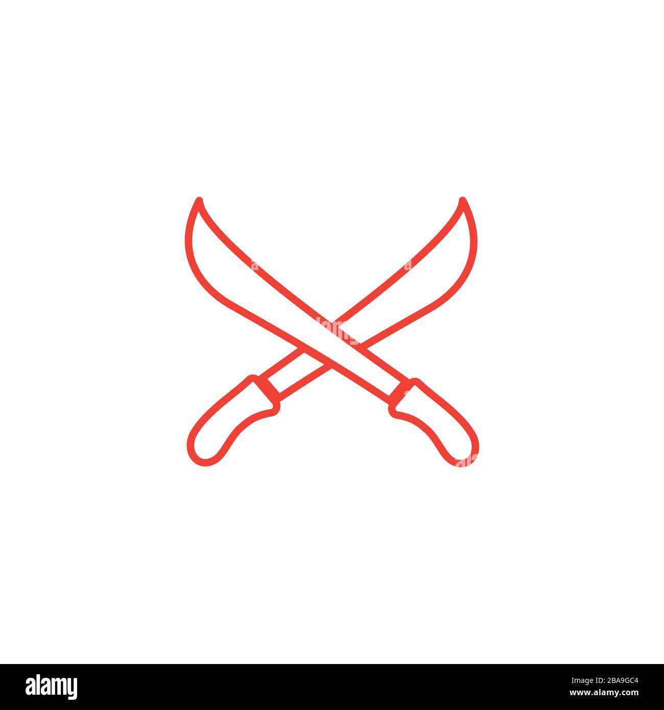 Sword Cross Line Red Icon On White Background. Red Flat Style Vector ...