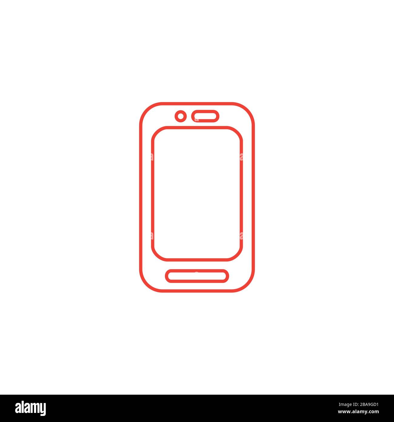 Smartphone Line Red Icon On White Background. Red Flat Style Vector ...