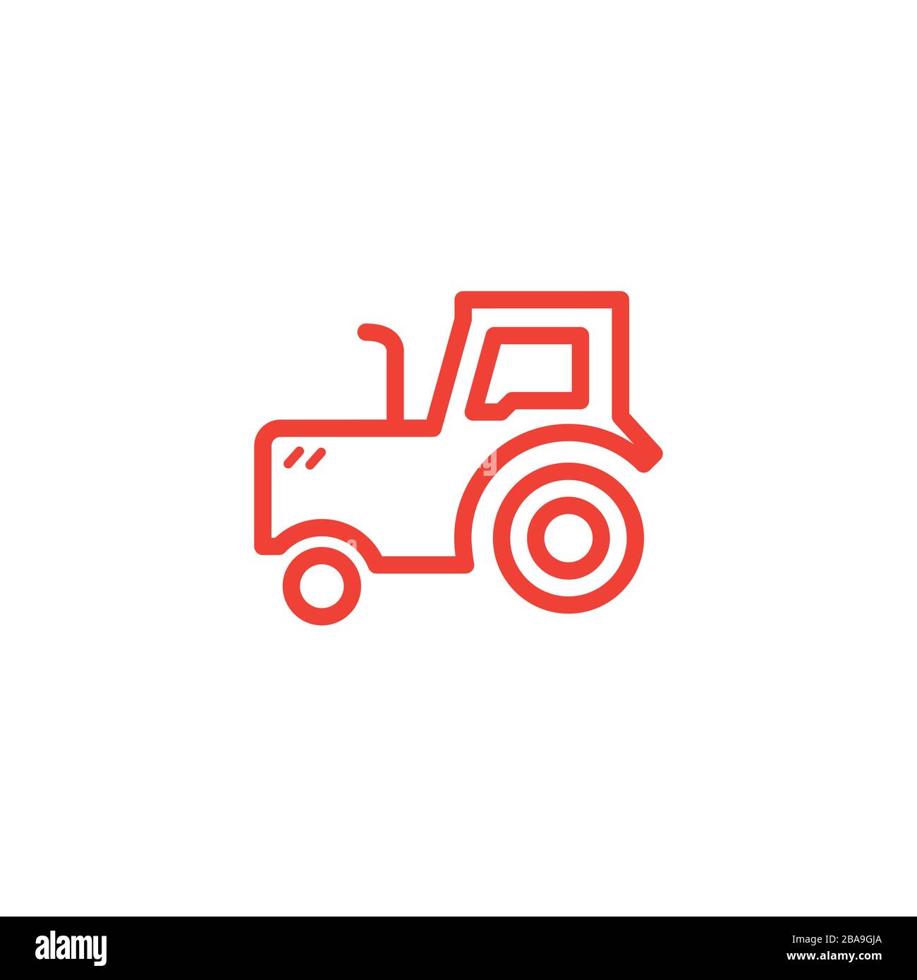Tractor Line Red Icon On White Background. Red Flat Style Vector ...