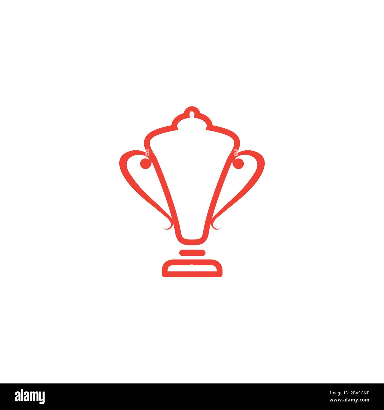 Trophy Line Red Icon On White Background. Red Flat Style Vector ...