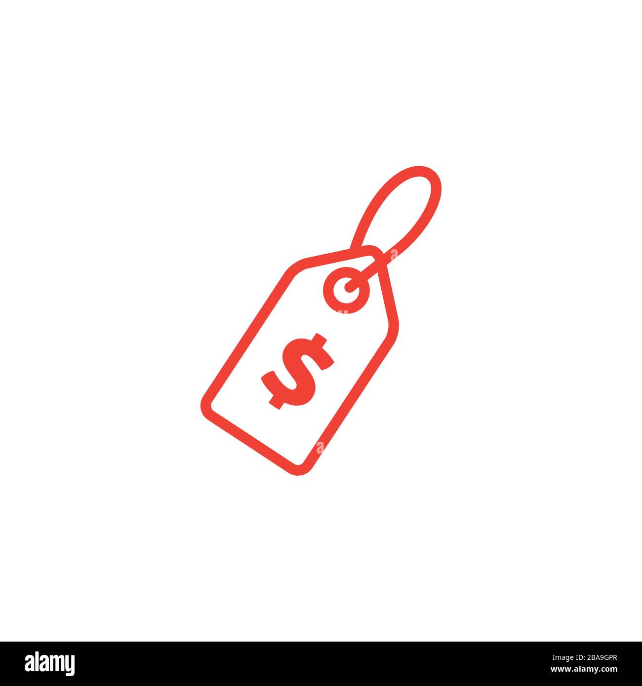 Tag Line Red Icon On White Background. Red Flat Style Vector ...