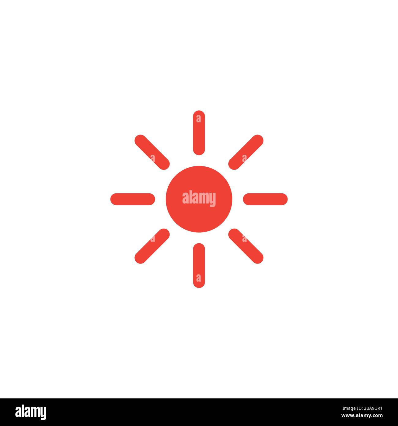 Sun Red Icon On White Background. Red Flat Style Vector Illustration ...