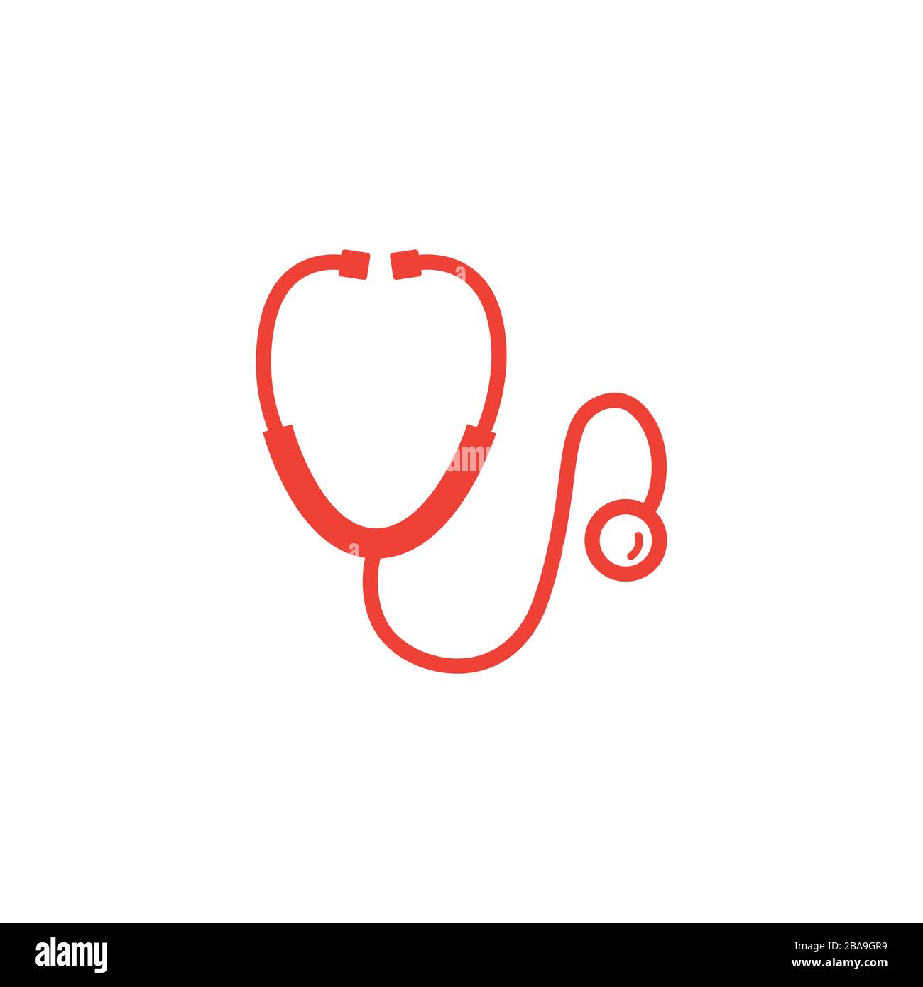 Stethoscope Red Icon On White Background. Red Flat Style Vector ...