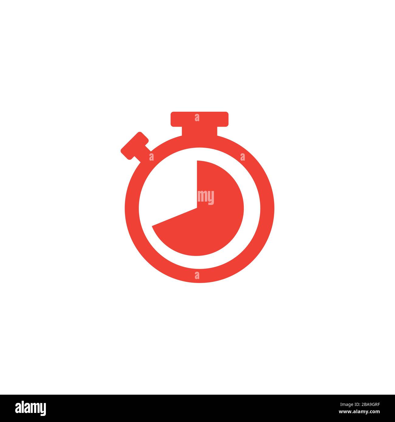 Stopwatch Red Icon On White Background. Red Flat Style Vector ...