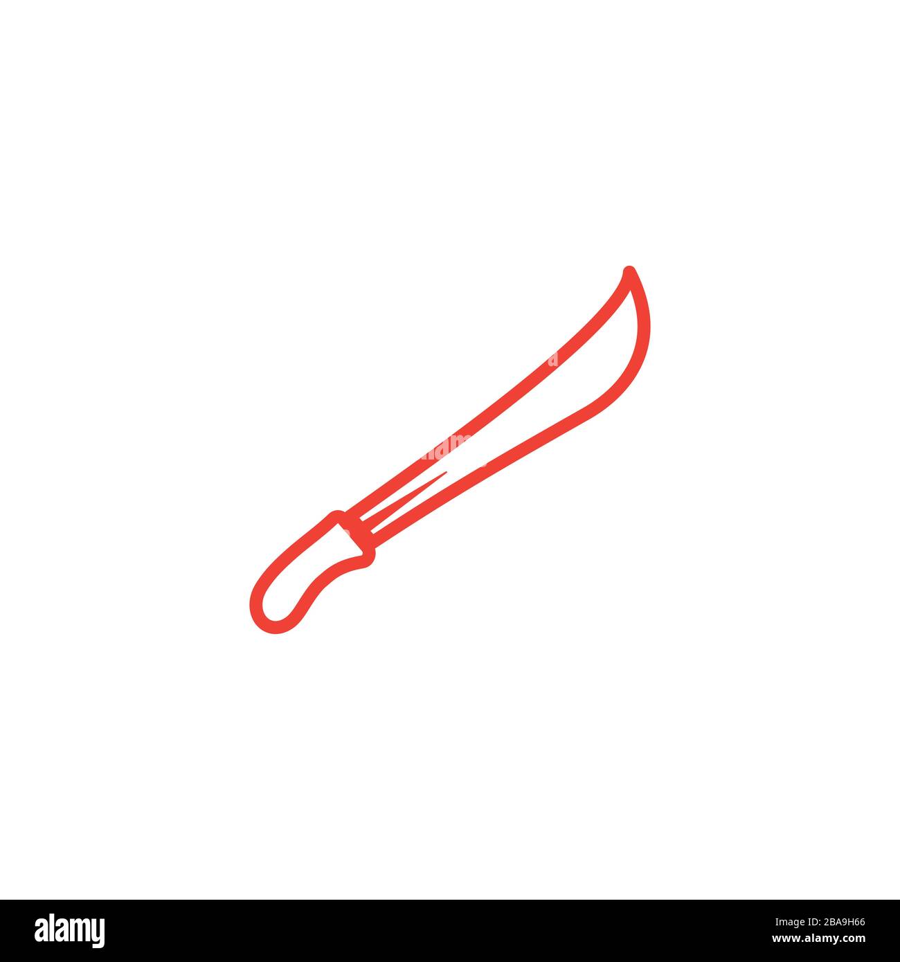 Sword Line Red Icon On White Background. Red Flat Style Vector ...