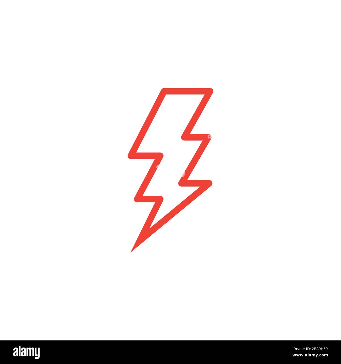 Thunderbolt Line Red Icon On White Background. Red Flat Style Vector ...
