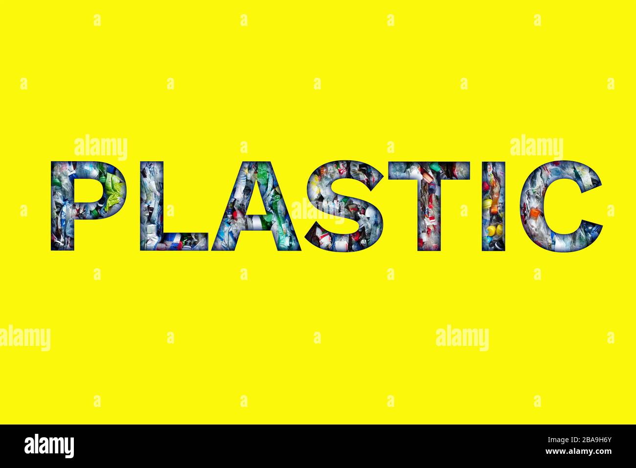 Plastic garbage and pollution concept. Text about plastic and pollution ...