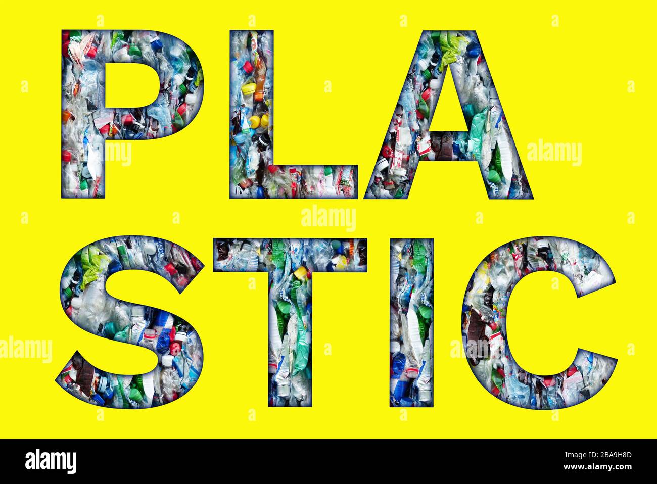 Plastic garbage and pollution concept. Text about plastic and pollution ...