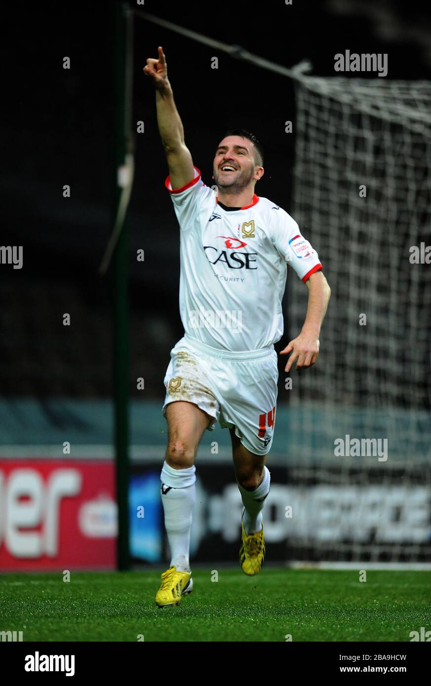 Milton Keynes Dons' Ryan Lowe celebrates scoring their fist goal Stock ...